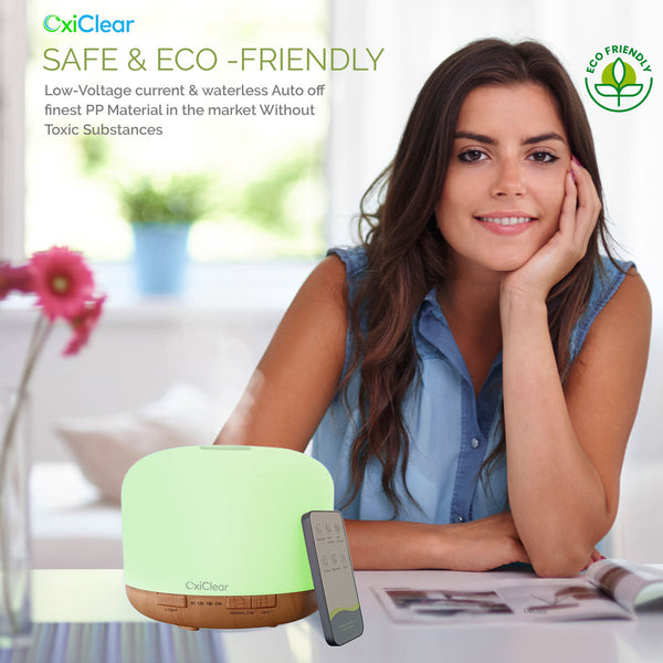 OxiClear Essential Oil Diffuser, 500ml Diffuser with Remote Control, E
